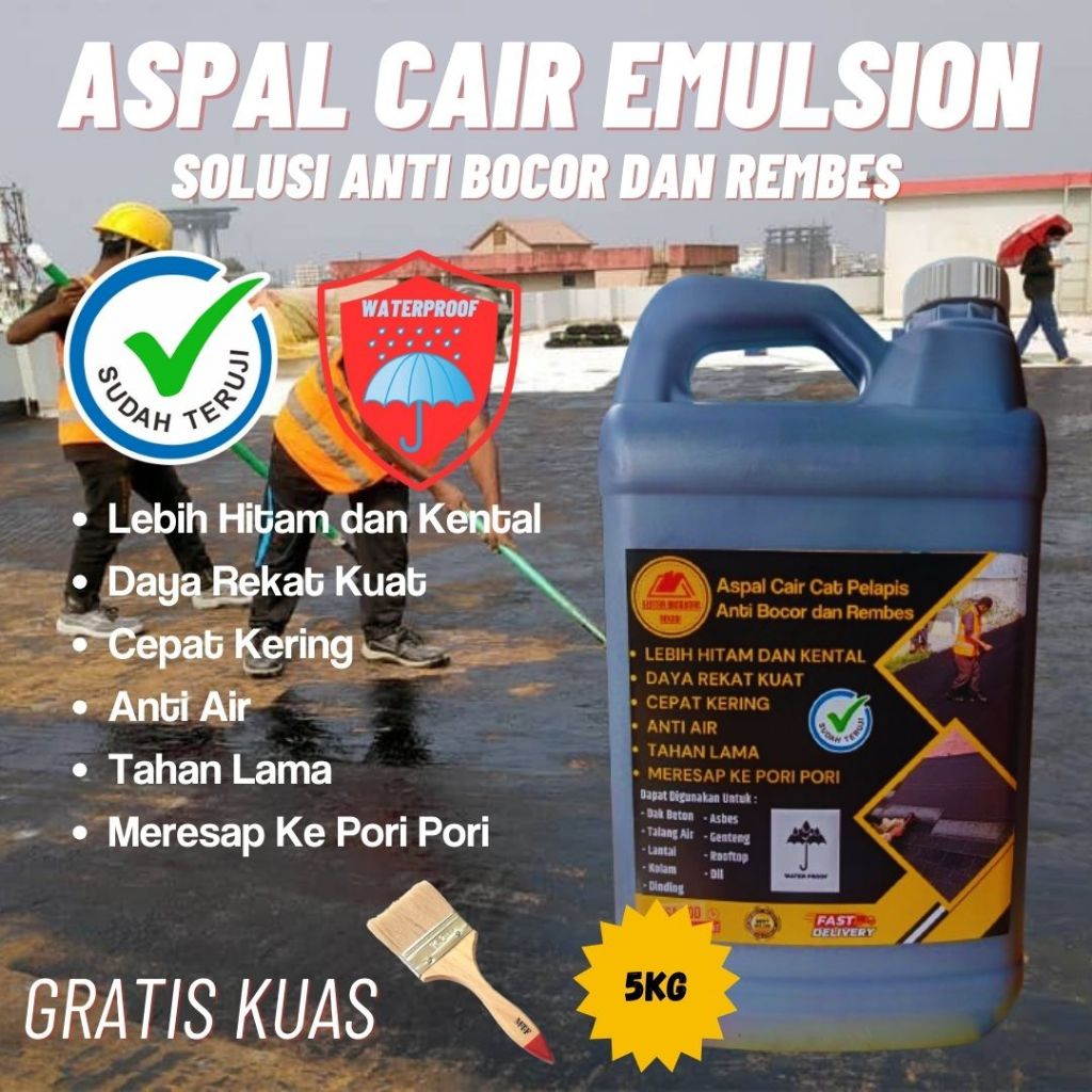 Jual Aspal Cair Emulsi 5kg Pelapis Dinding Tembok Pelindung Anti Bocor ...