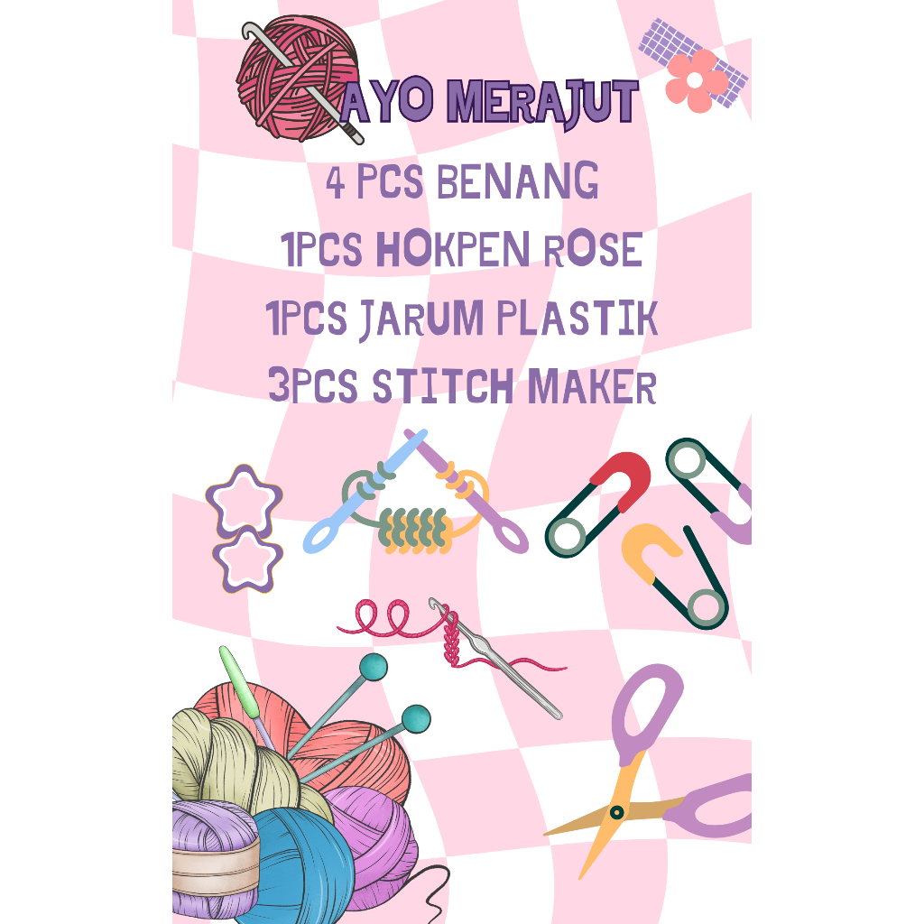 Jual Paket Rajut Pemula + Benang rajut katun 1mm - Starter Kit Crochet ...