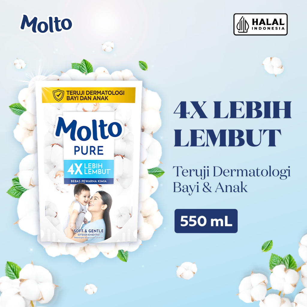 Jual Molto Pelembut & Pewangi Pakaian Bayi Softener Konsentrat Pure Soft & Gentle 550 mL ...
