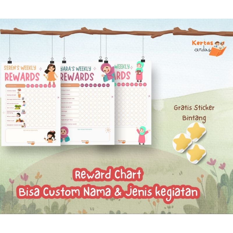 Jual REWARD CHART ANAK BISA DISESUAIKAN DENGAN TUGAS UMUR DAN DESIGN ...
