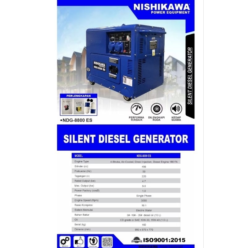 Jual GENSET DIESEL SILENT NDG-8800 ES 5000WATT NISHIKAWA | SILENT ...