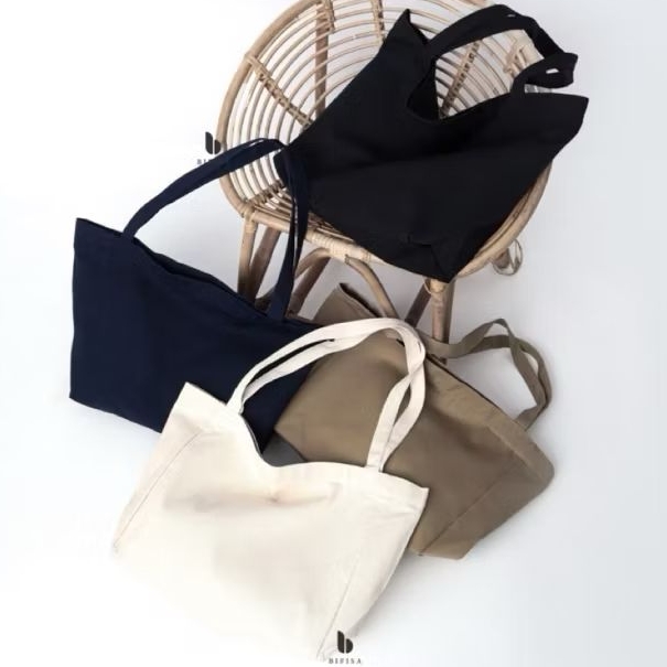 Jual Tas Totebag NUDIE Tote Bag Kanvas Premium Polos Resleting Magnet Tas Sekolah Kuliah ...