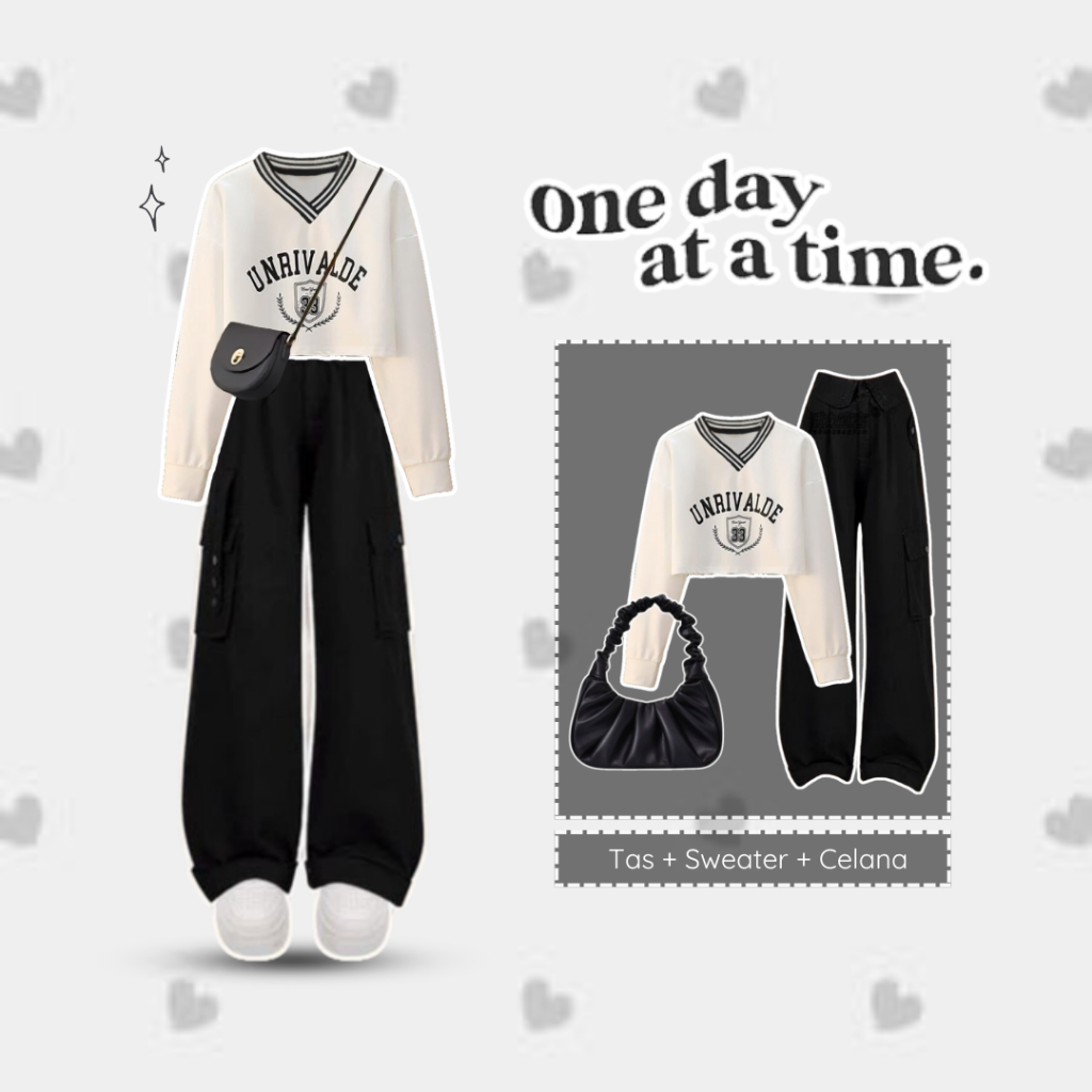 Jual 3in1 OOTD Korean Style One Set Korean Sweater OOTD Ulzzang Outfit ...