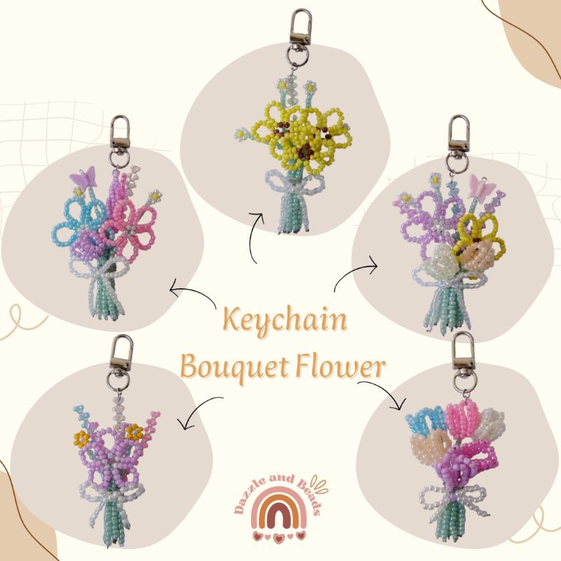 Jual [Dazzle] Gantungan Kunci Buket Bunga Manik | Keychain | Bouquet ...