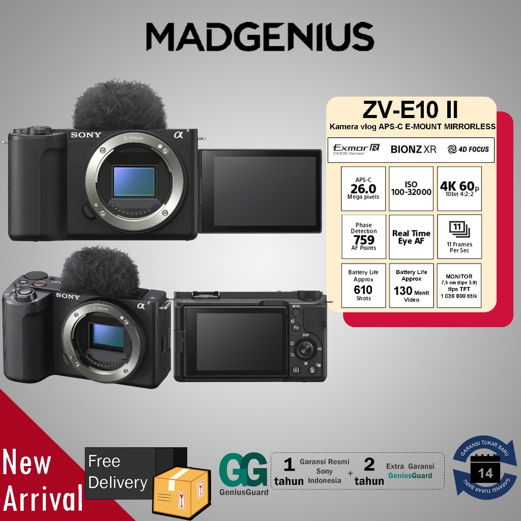 Jual SONY Original Kamera vlog ZV-E10 II Body Only Hitam / Kamera Sony ...