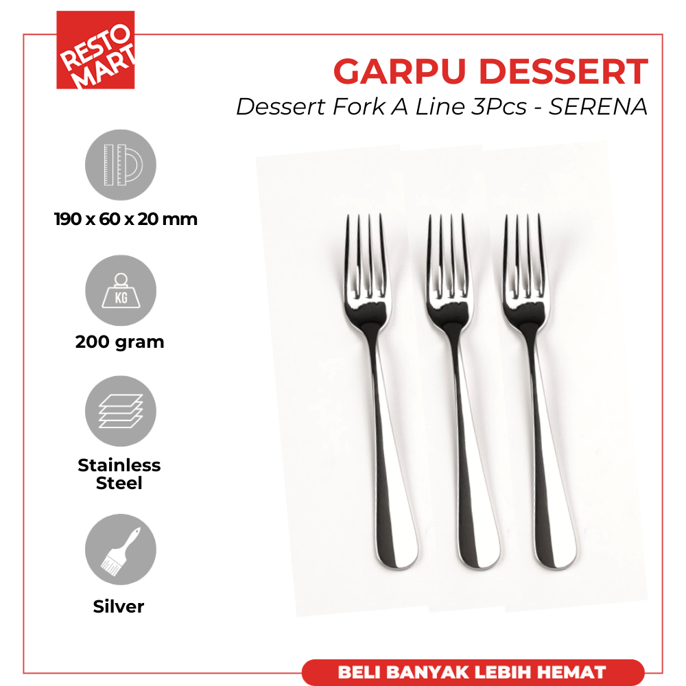 Jual Garpu Makan / Garpu Stainless / Dessert Fork A Line 3 pcs SERENA ...