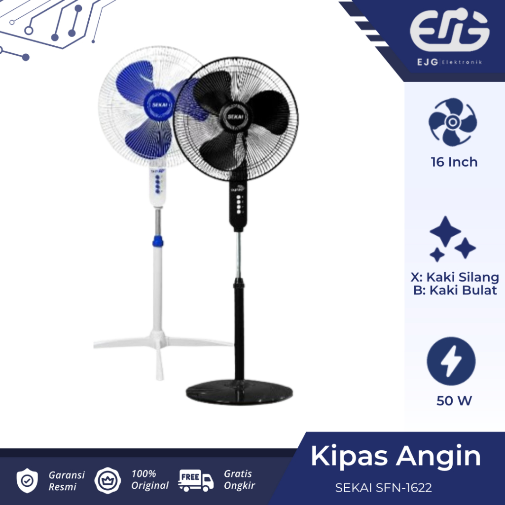 Jual Sekai Kipas Angin Berdiri SFN 1622 B & X Stand Fan 16 Inch Taifun ...