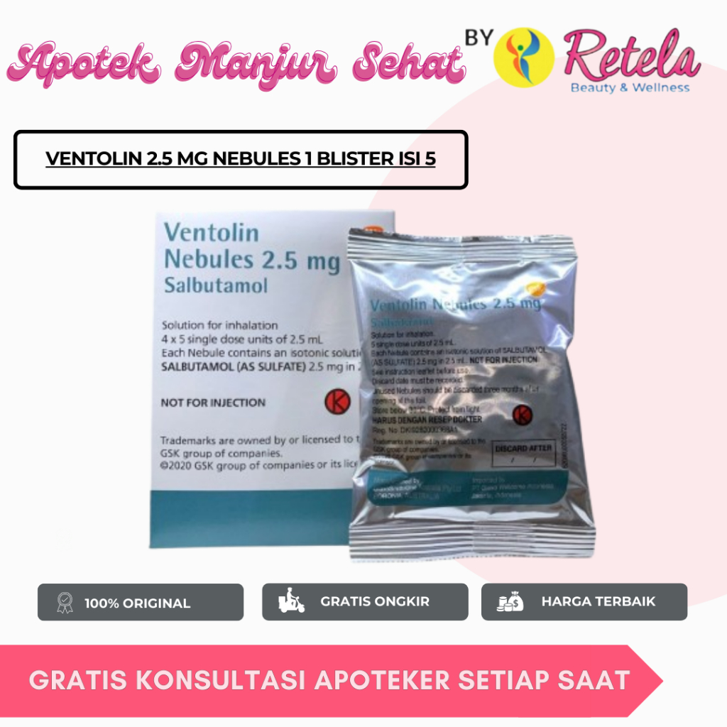 Jual VENTOLIN 2.5 MG NEBULES 1 BLISTER 5 RESPULES | Shopee Indonesia