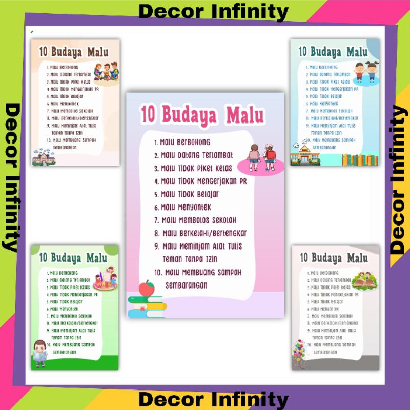 Jual Poster Dinding 10 BUDAYA MALU Poster sekolah edukasi belajar anak ...