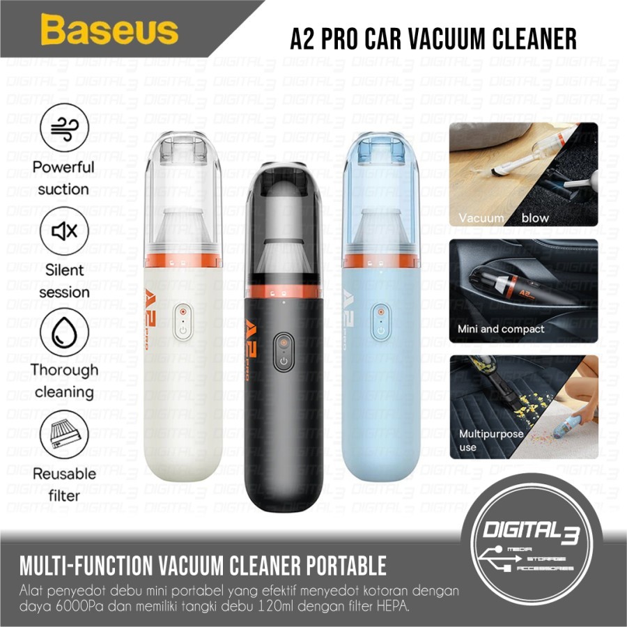Jual BASEUS A2 PRO Car Blow & Vacuum Cleaner Cordless Penyedot Debu Mini Portable 6000PA HEPA ...