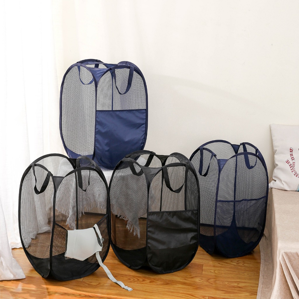 Jual Keranjang Jaring Portable Pakaian Baju Kotor Hitam Laundry Bag ...