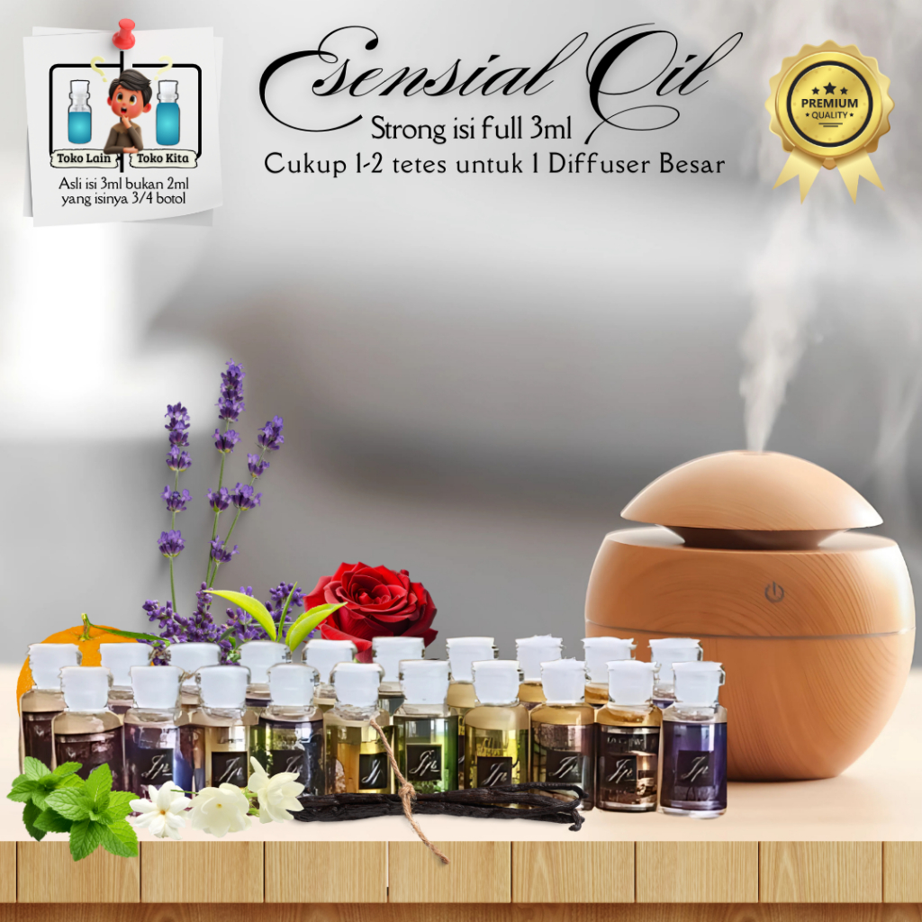 Jual MINYAK ESENSIAL OIL AROMATERAPI 3ML HUMIDIFIER DIFFUSER FREE ...