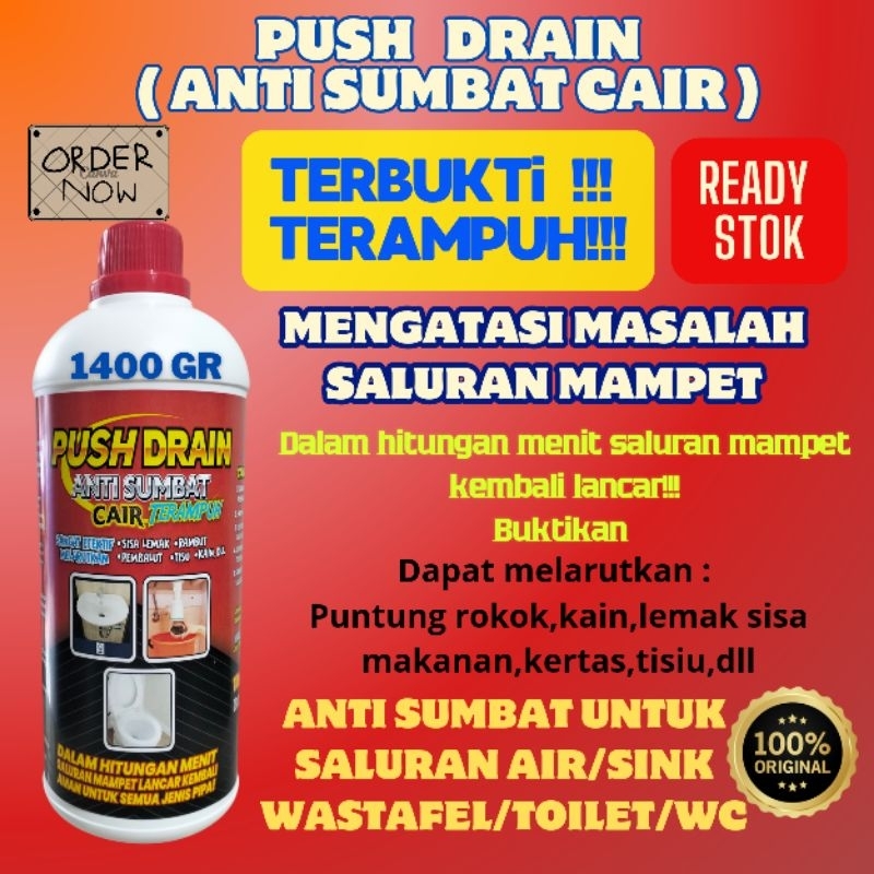 Jual PUSH DRAIN1400 gr sangat ampuh lancarin saluran mampet/anti mampet ...