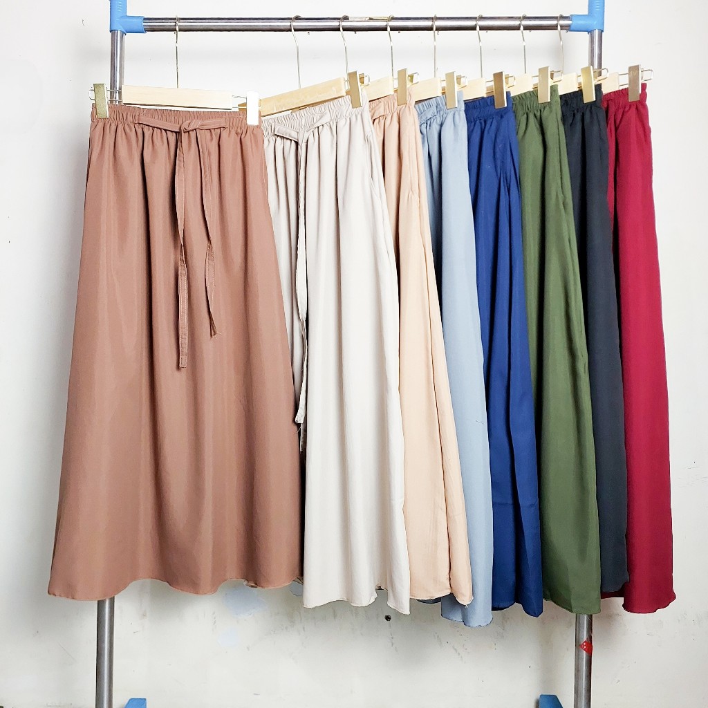 Jual Rok Polos A-line Bahan Katun Polymicro Remaja Dewasa Variasi Tali ...