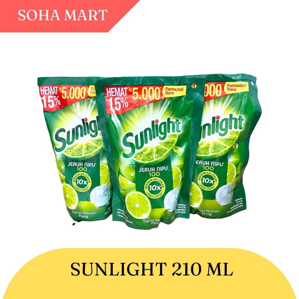 Jual Soha Mart Sunlight Sabun Pencuci Piring 1 pcs (210ml) | Shopee ...