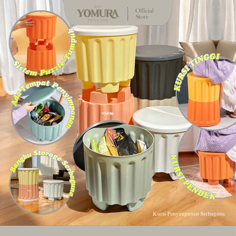 Jual YOMURA Kursi + Storage Box Serbaguna Penyimpanan Portable Plastik ...