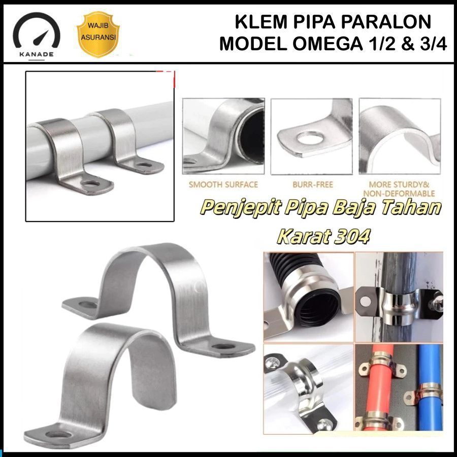 Jual Klem Pipa Paralon Model Omega Klem Pipa Omega Plat Besi Seng 1/2 3 ...
