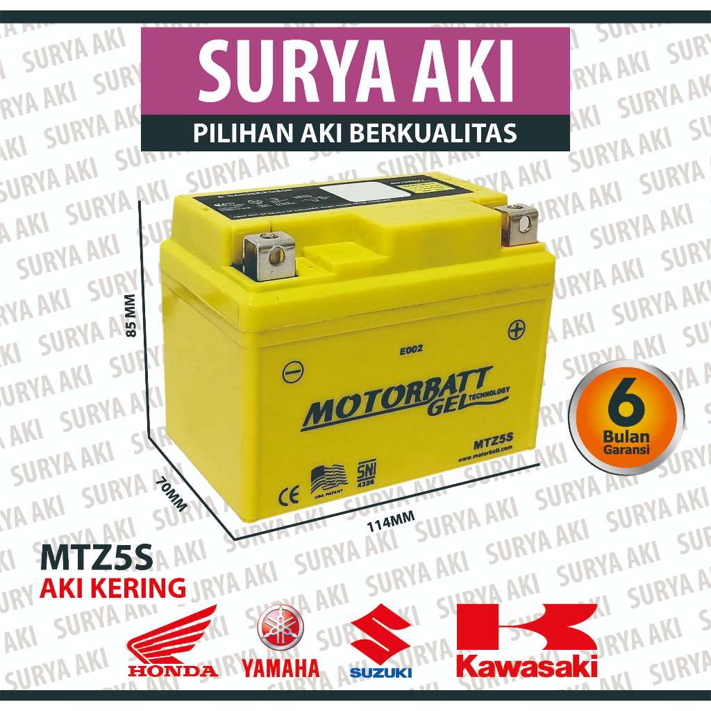 Jual Aki MOTORBATT MTZ5S Aki Gel Semi Kering Aki Motor Vario 110 Beat Karbu Scoopy FI | Shopee ...
