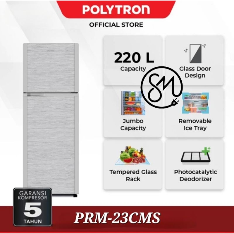 Jual Kulkas Polytron 2 pintu PRM-23CMS PRM23CMS 220 Liter Belleza ...