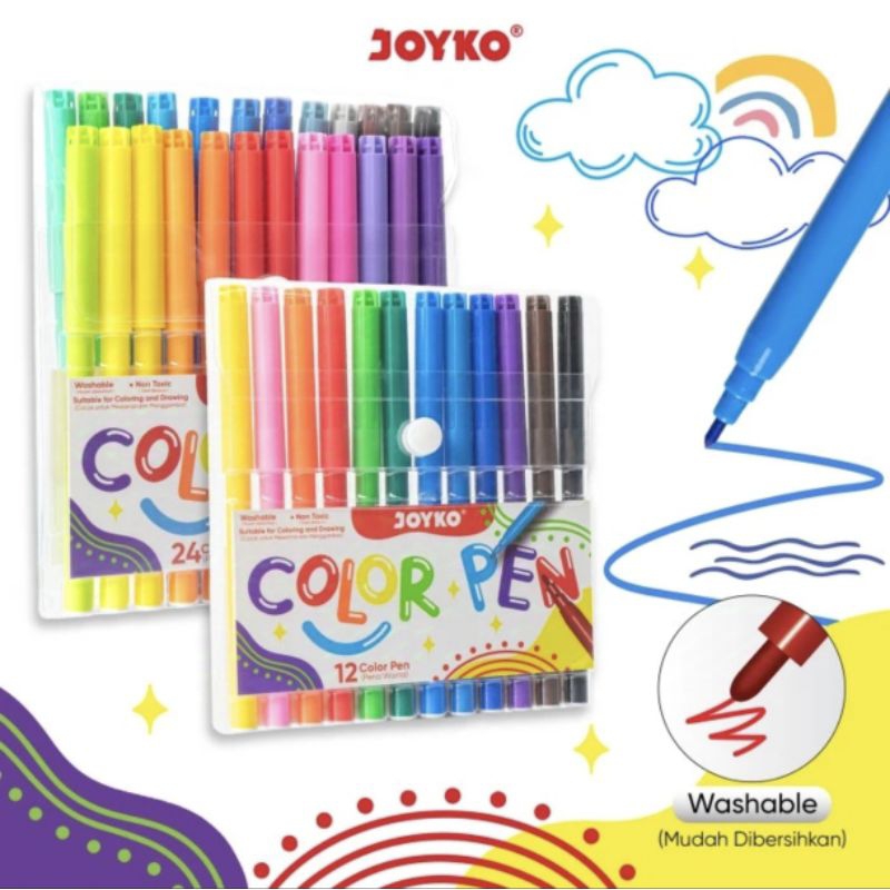 Jual Spidol Color Pen Joyko CLP-60-12 24 (1set) | Shopee Indonesia
