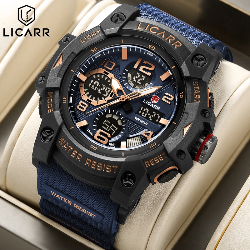 Jual LICARR Jam Tangan Pria Anti Air Olahraga Analog Digital Santai ...