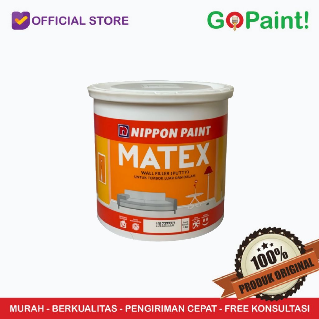 Jual Cat Dempul Eksterior | Plamir Tembok Matex 1 Kg | Kemasan Kaleng | Shopee Indonesia