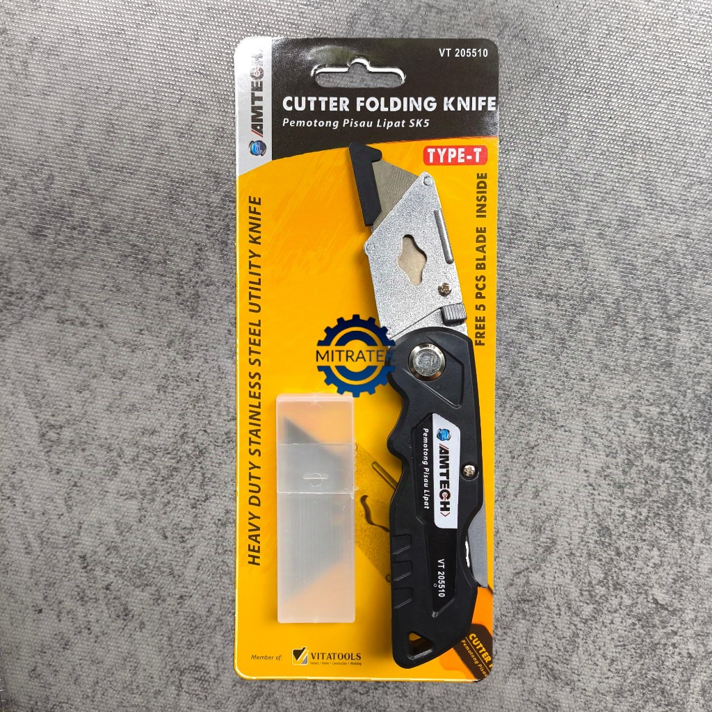 Jual Cutter Lipat AMTECH Material SK5 Bonus isi Mata Pisau 5 Pcs ...