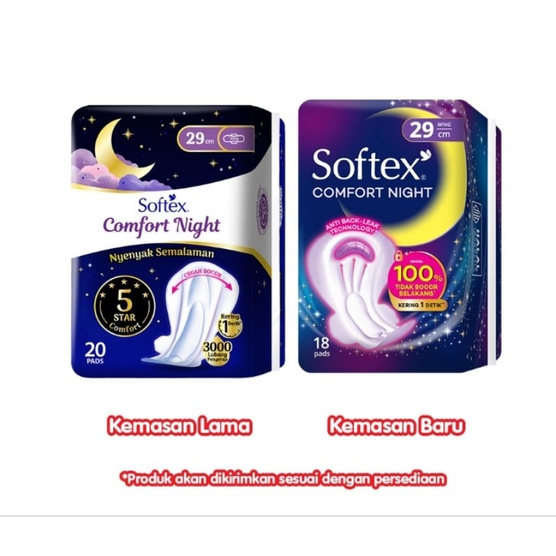 Jual Softex Comfort Night Pembalut Wanita 29 cm isi 18 pcs | Shopee Indonesia