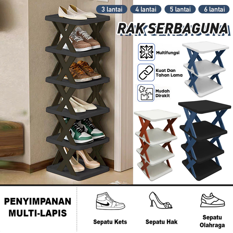 Jual rak sepatu x serbaguna tempat sandal susun rak sandal plastik ...