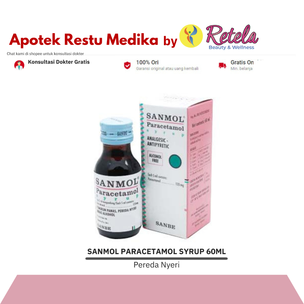 Jual SANMOL PARACETAMOL SYRUP 60 ML | Shopee Indonesia