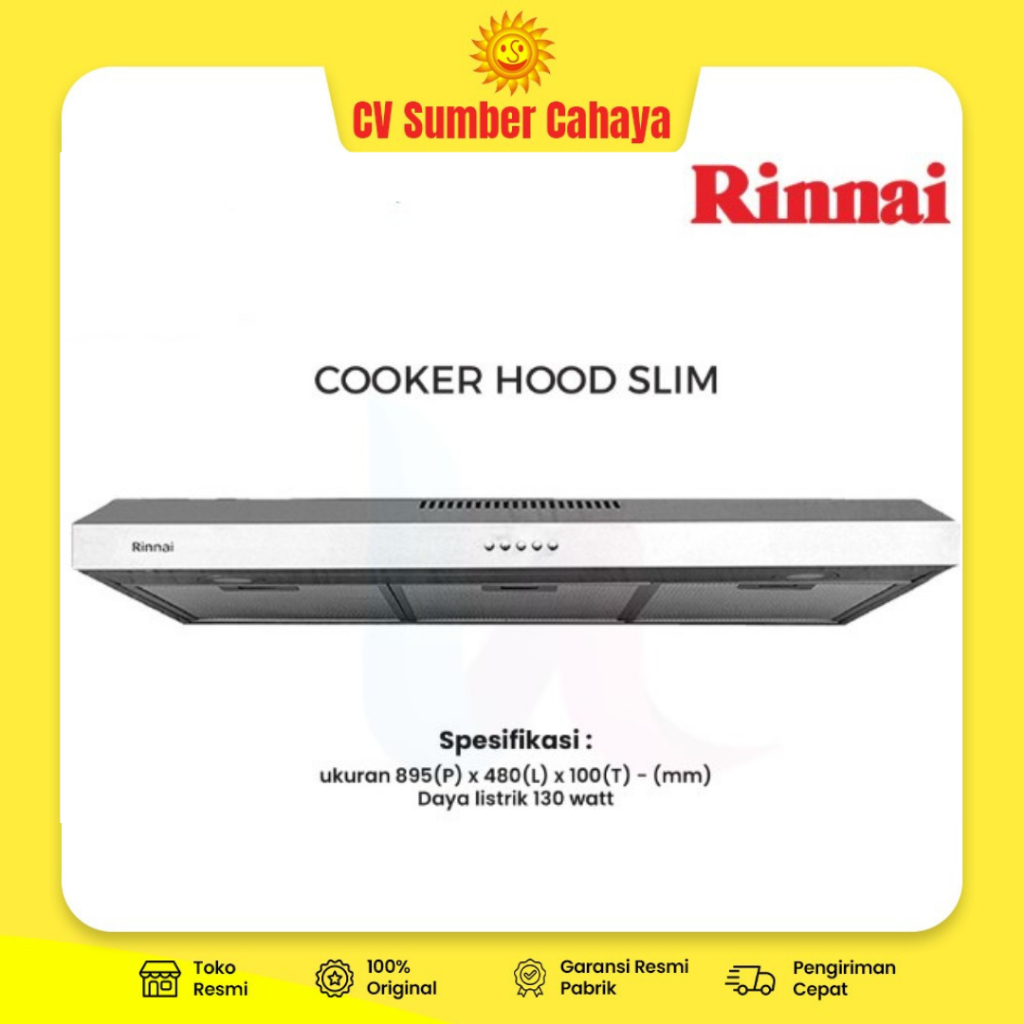 Jual Rinnai Slim Cooker Hood 90cm Stainless Steel RH-229SS RH 229 SS ...