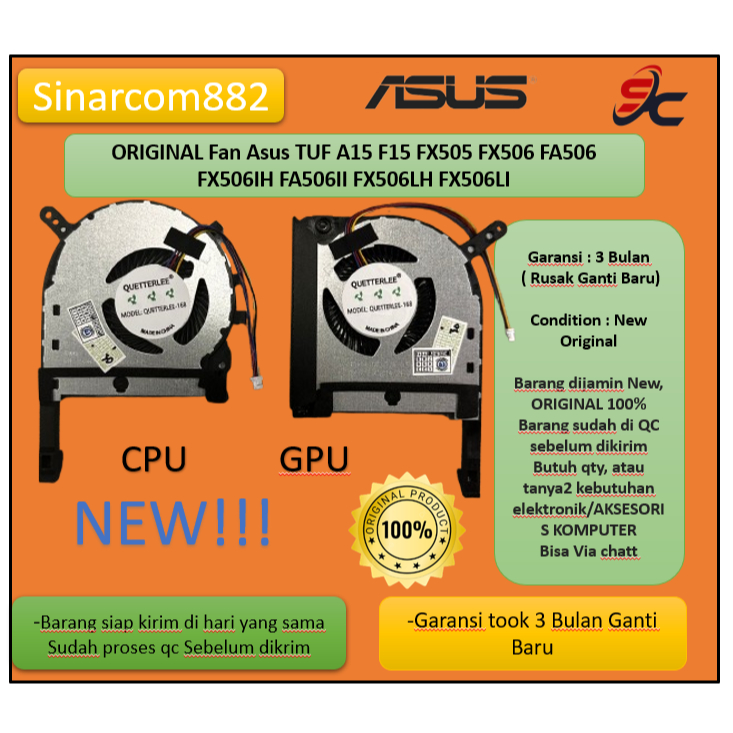 Jual ORIGINAL Fan Asus TUF A15 F15 FX505 FX506 FA506 FX506IH FA506II ...