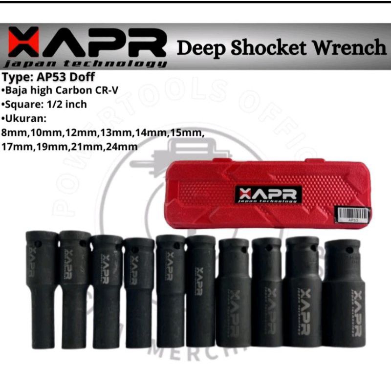 Jual Mata Socket APR JAPAN Deep Impact Wrench Set 1/2inch Ukuran 8mm ...