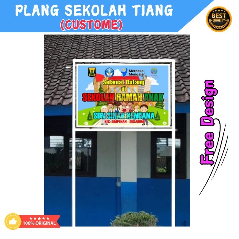 Jual PLANG / PAPAN NAMA SEKOLAH / YAYASAN / UKS / GUDEP + TIANG (CUSTOM ...