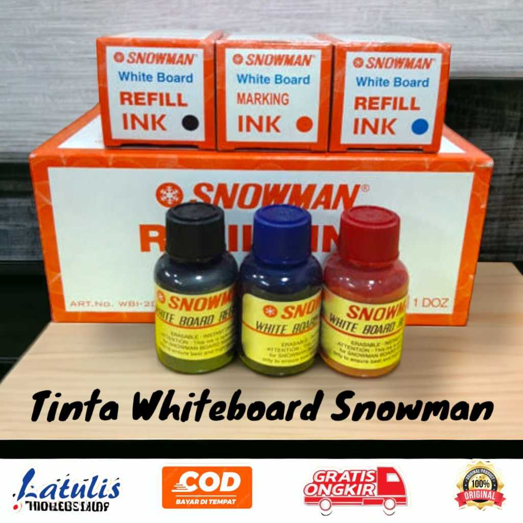 Jual Refill Tinta Spidol Snowman Whiteboard Marker BG-12 BISA HAPUS ...