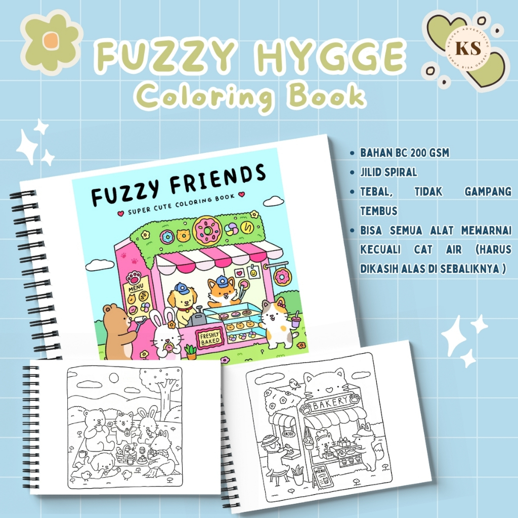 Jual FUZZY FRIENDS VOL 1 Coloring Book For Adults And Kids Cozy Healing ...