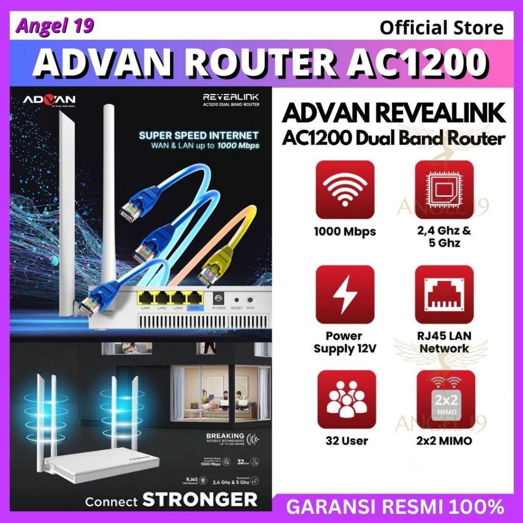 Jual ADVAN Router Wifi 5 Ghz Revealink Dual Band Router Wireless AC1200 ...