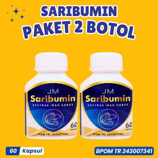 Jual Paket 2 Botol SARIBUMIN Kapsul Ikan Gabus Channa Striata 500mg Albumin untuk Luka Operasi ...