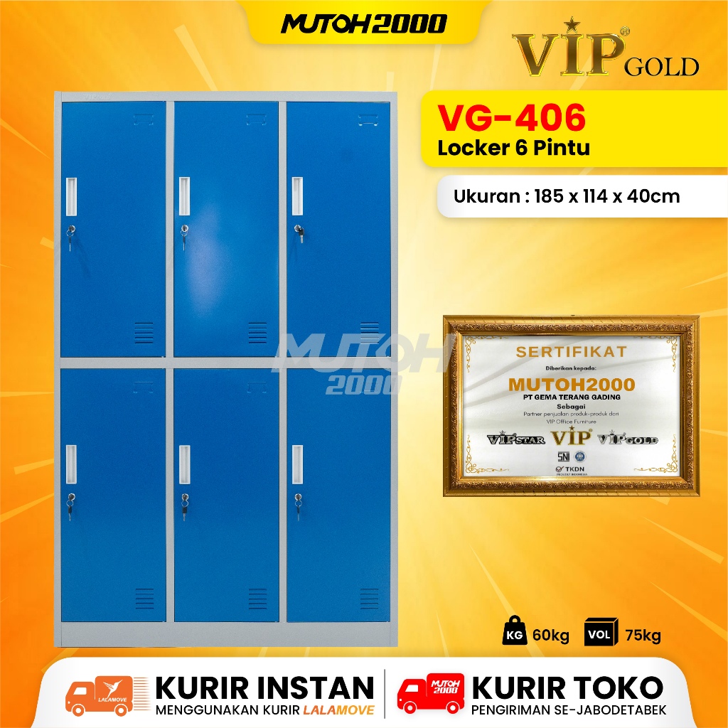 Jual VIP GOLD VG-406 loker locker besi 6 pintu JUMBO masuk helm ...