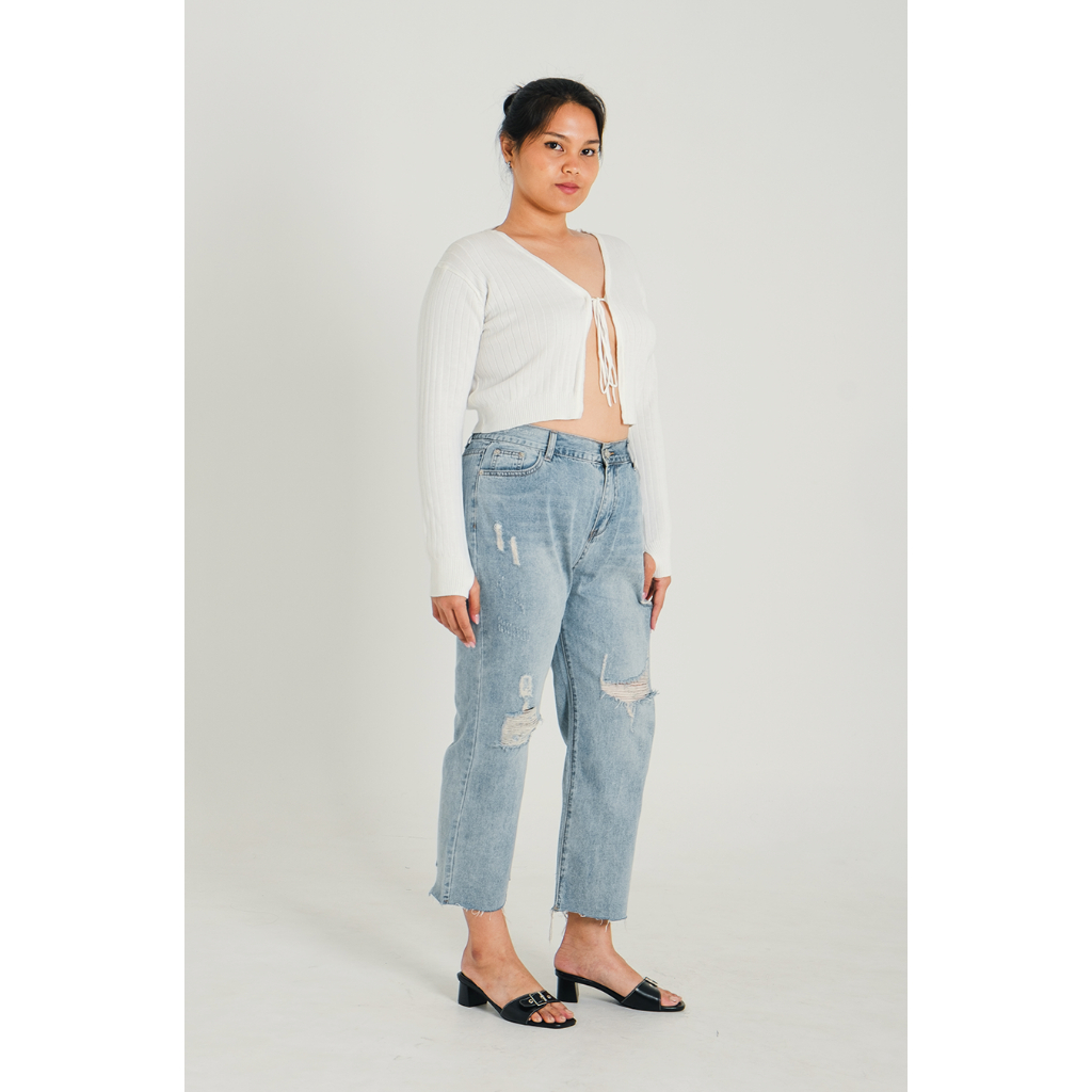 Jual ODIVA Zedaya Ripped Boyfriend Jeans | Shopee Indonesia