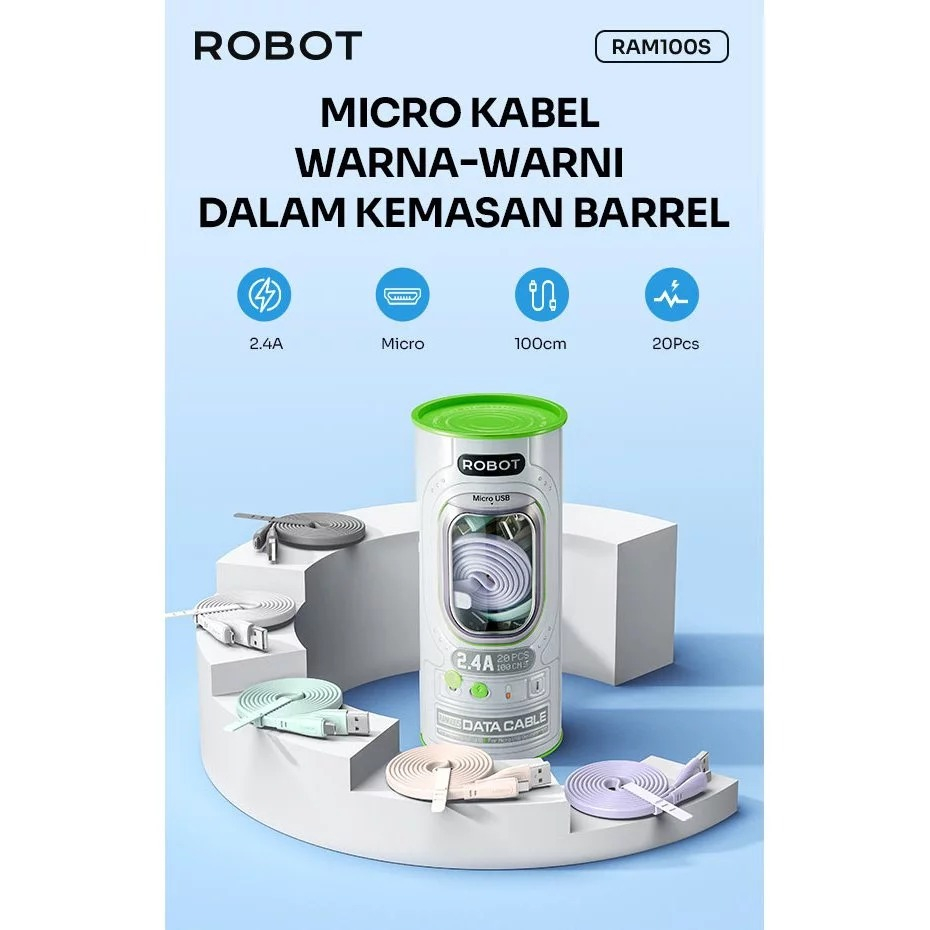 Jual ( 1 PCS ) kabel data ROBOT RAM100S MICRO RAC100S TYPE-C RAL100S ...