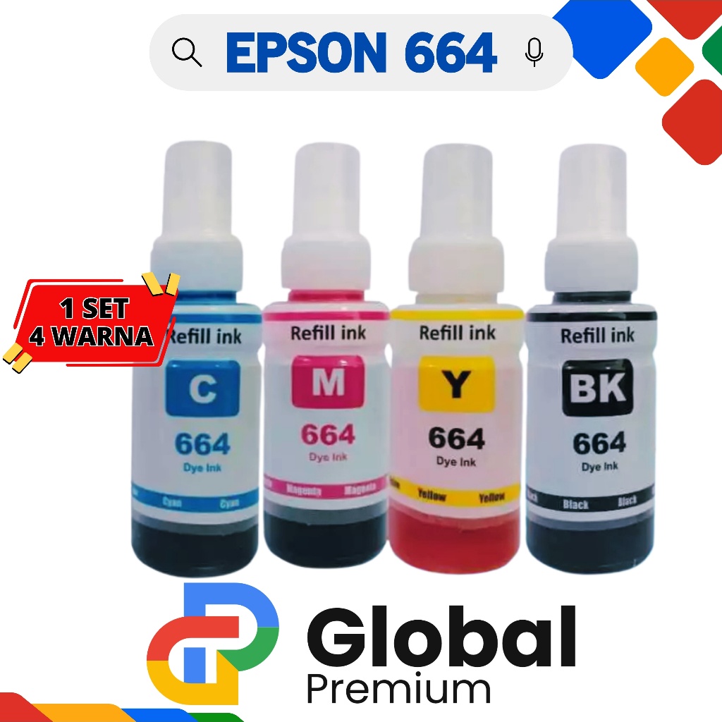Jual TINTA EPSON 664 Paket 1Set. UNTUK PRINTER SERIES L100 L110 L120 L200 L210 L220 L300 L310 ...