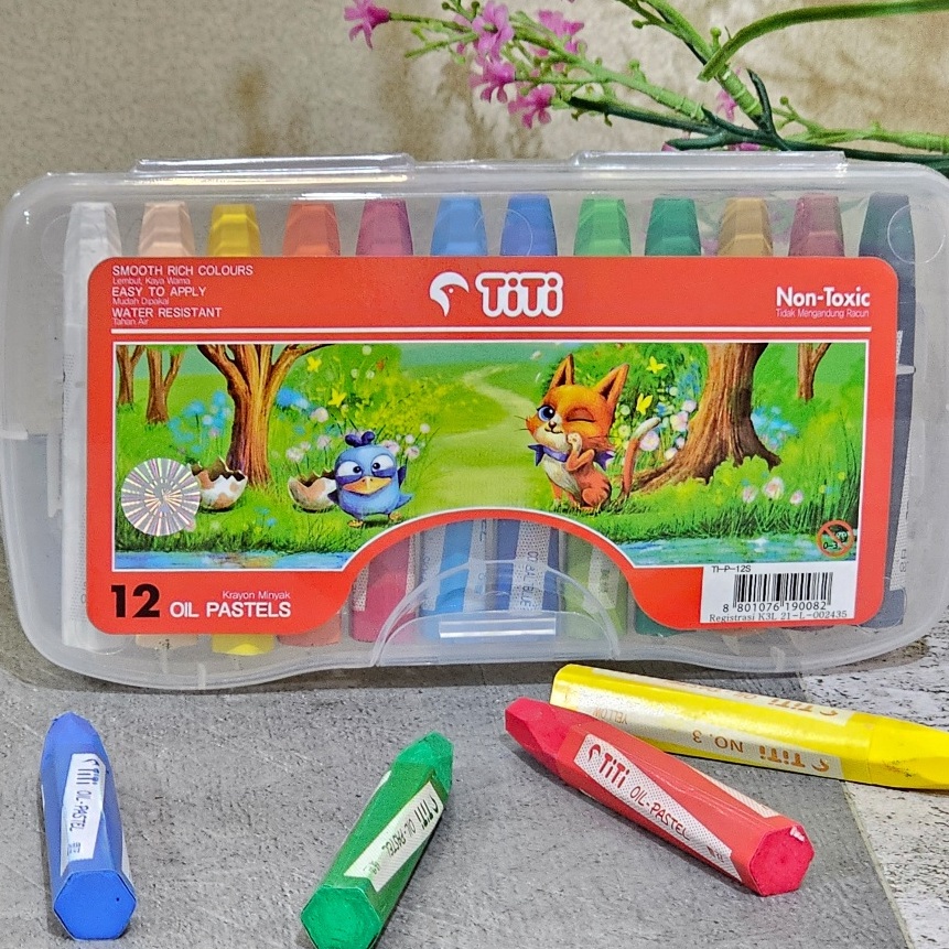 Jual KI3 SOS Oil Pastel TITI 12 Warna Krayon Krayon WarnaCrayon Minyak ...