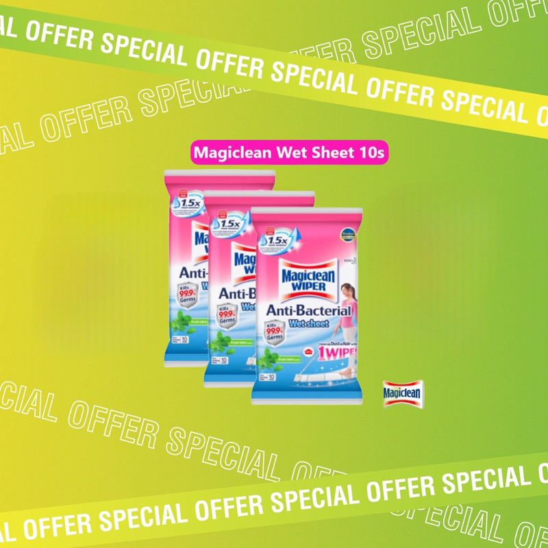 Jual MAGICLEAN WIPER Anti-Bacterial Wet Sheets 10s X 3 Packs | Shopee ...