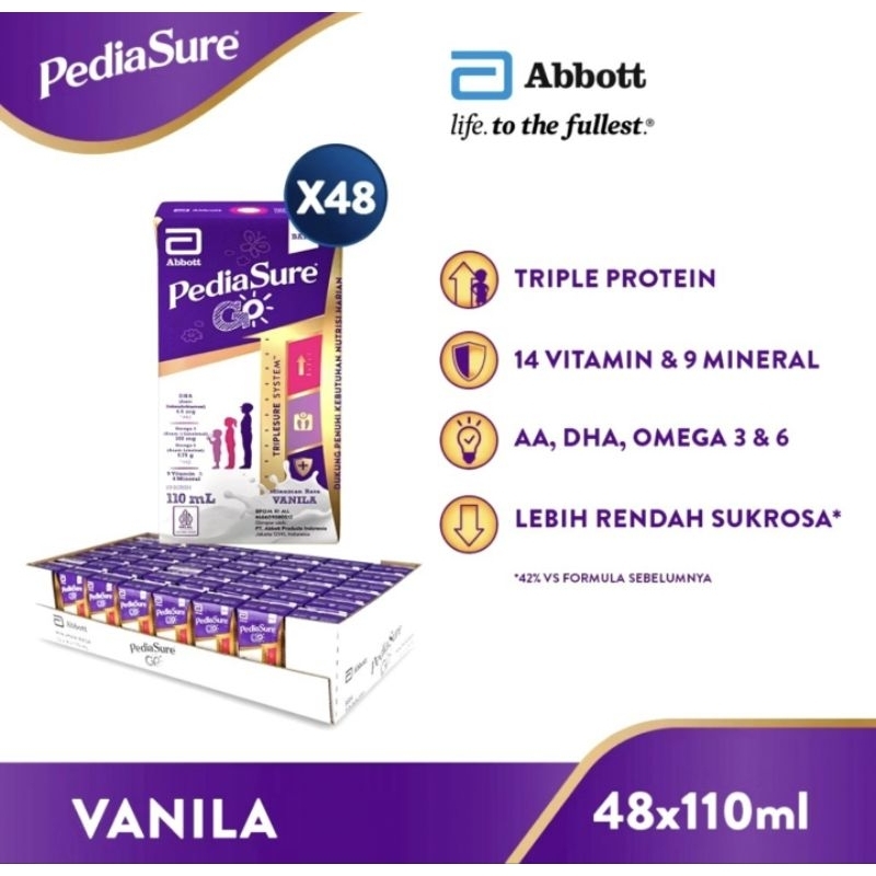Jual Pediasure Go Coklat Vanila 110ml Susu UHT (1 -10 th) 48 x 110ml | Shopee Indonesia