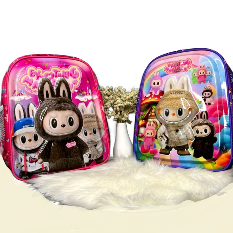 Jual beragam tas model labubu cewe/cowo cocok untuk anak PAUD/TK sudah 3D TIMBUL ber LED (DUA ...