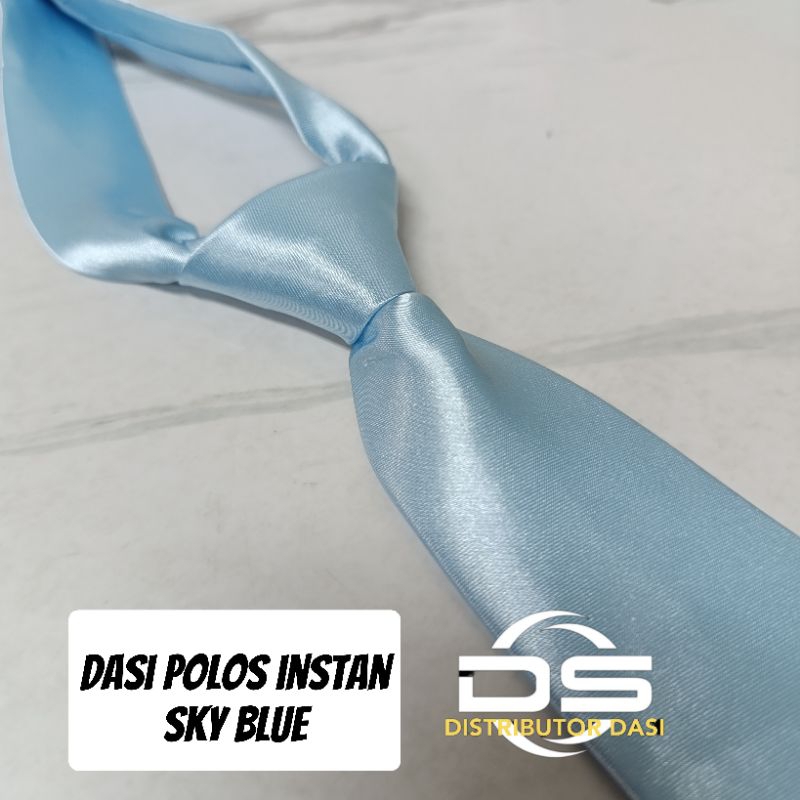 Jual Dasi Instan Premium Satin Sky Blue Biru Muda Dasi Polos Siap Pakai ...