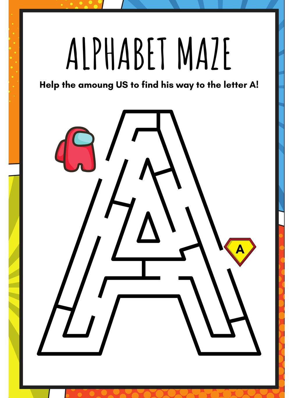 Jual Hard Copy Worksheet Superhero Alphabet Maze | Shopee Indonesia