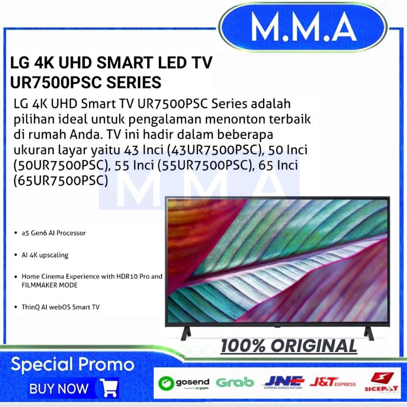 Jual LG 43UR7500 SMART TV LED 43 INCH 4K UHD DIGITAL DVB-T2 | Shopee ...