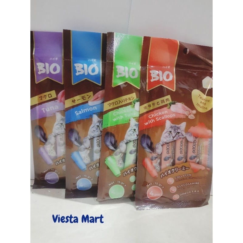 Jual BIO CREAMY Snack Kucing ( 1 Pack = isi 4 pcs ). | Shopee Indonesia